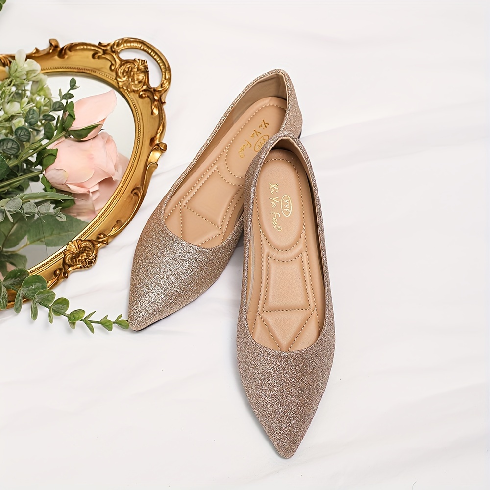 Womens Solid Color Glitter Flats Soft Sole Lightweight - Temu United ...
