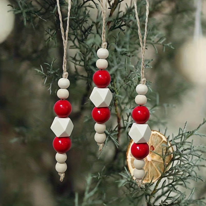 Christmas Tree Pendant Wooden Beads String Living - Temu Australia