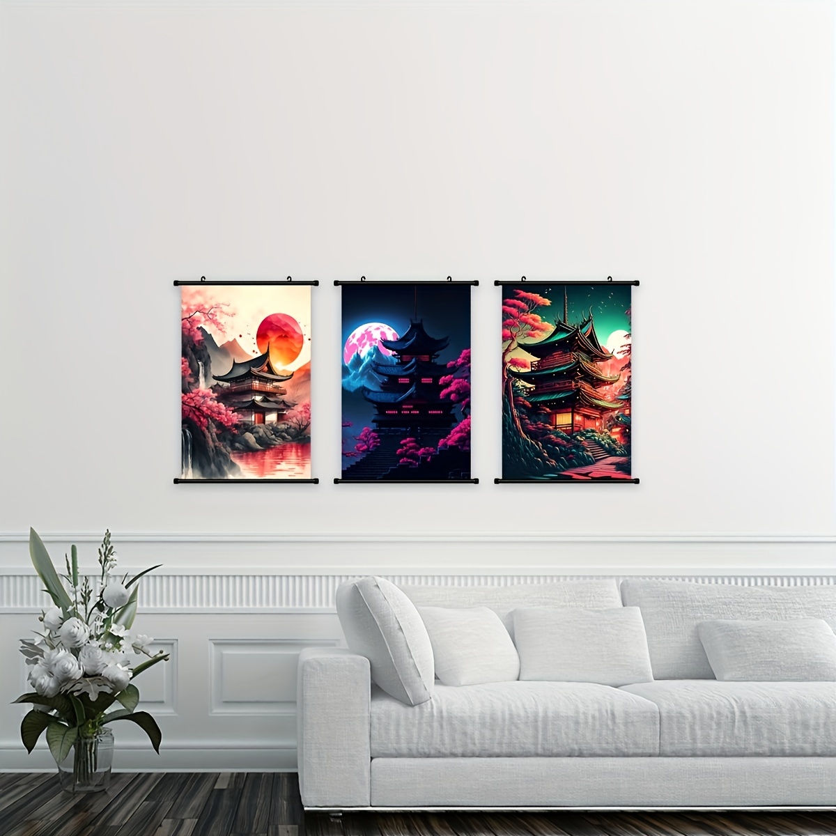 Plastic Poster Cartoon Art Apanese Village Landscape Posters - Temu ...