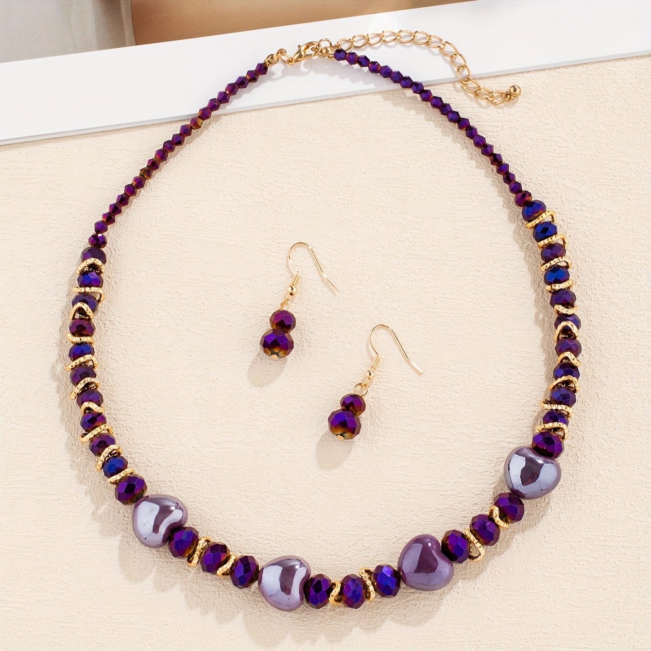 Earrings + 1 Necklace Boho Style Jewelry Set Made Beads - Temu United ...