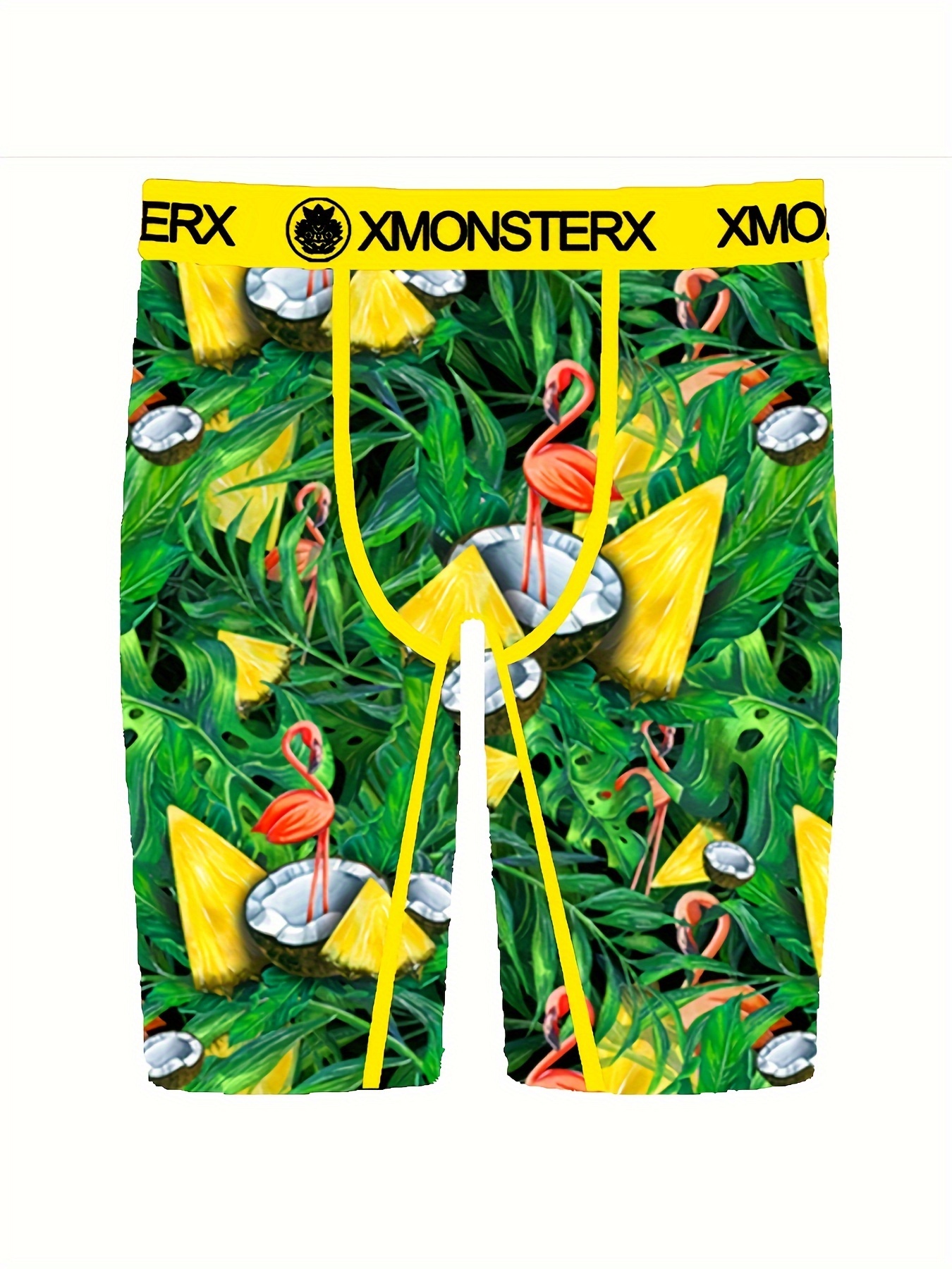 Green Leaf Print Men's Graphic Long Boxer Briefs Shorts - Temu Philippines