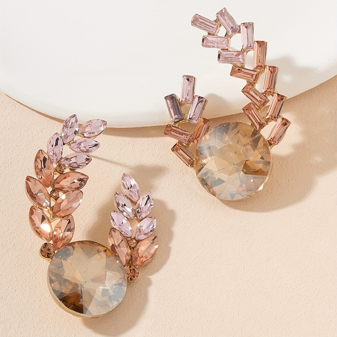 Green Leaf Full Shiny Glass Inlaid Dangle Earrings Elegant - Temu Portugal