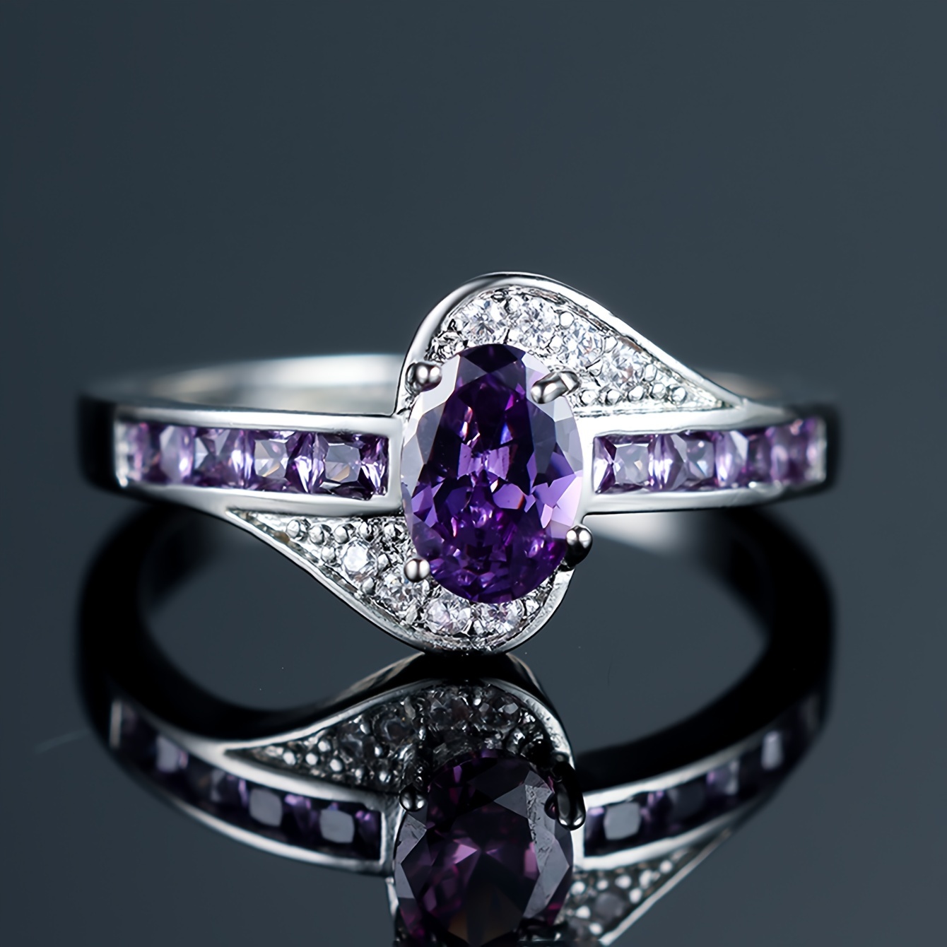 Elegant Promise Ring Inlaid Purple Zirconia Symbol Beauty - Temu United ...
