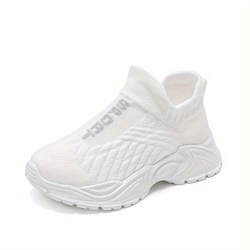 Girl's Trendy Solid Woven Knit Breathable Slip Sock Shoes - Temu Australia