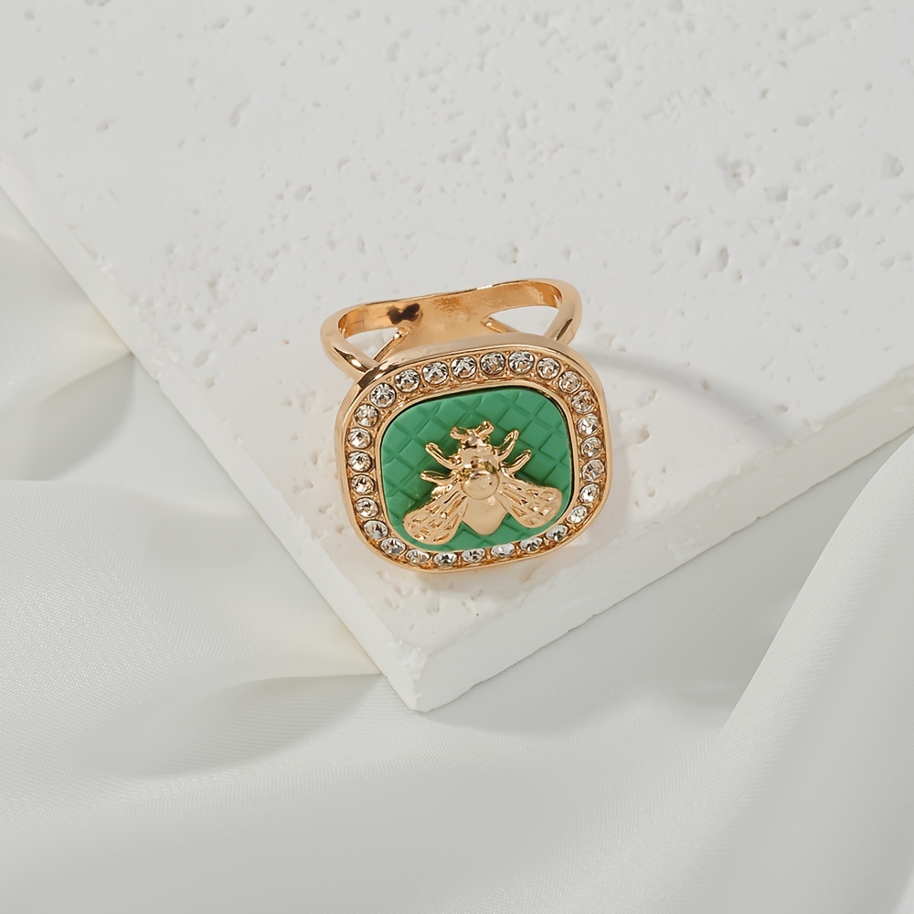 Singe Square Shape Golden Bee Pattern Shiny Rhinestone - Temu Ireland