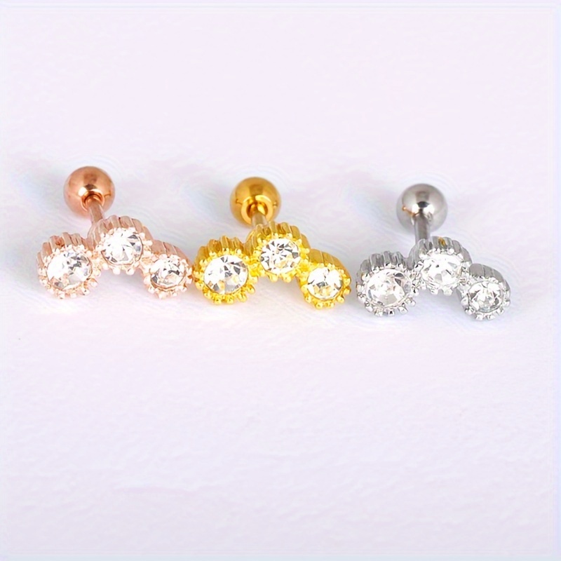 1/3pcs Boucles D'oreilles À Tige En Zircon Piercing - Temu France