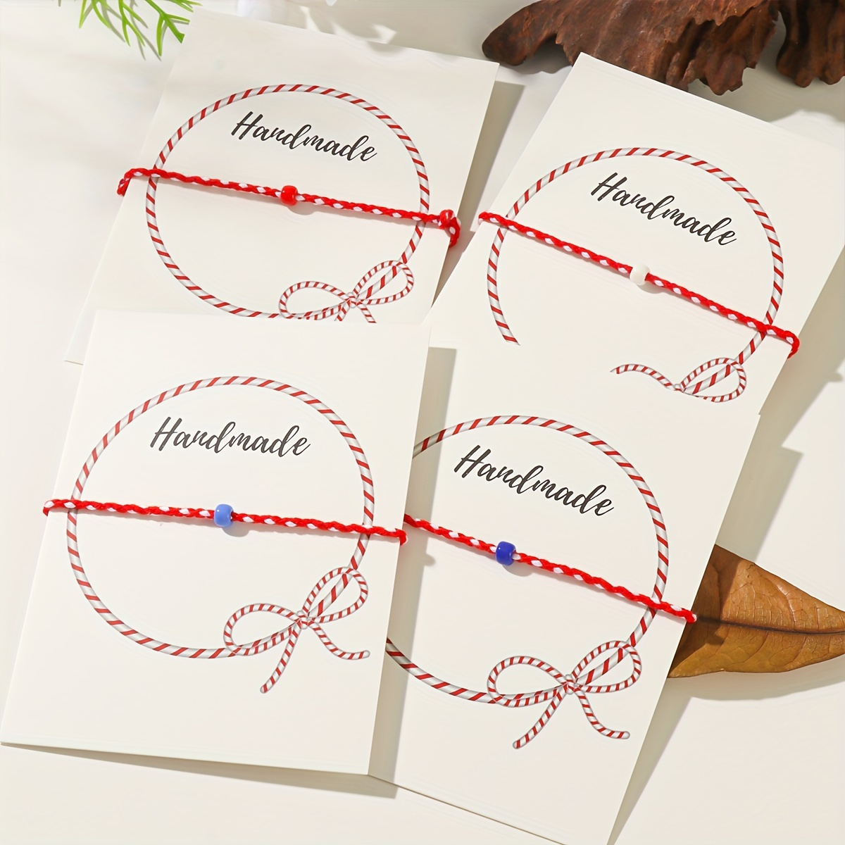 Bead Decor White Red Rope Braided Bracelet Friendship Hand - Temu Ireland