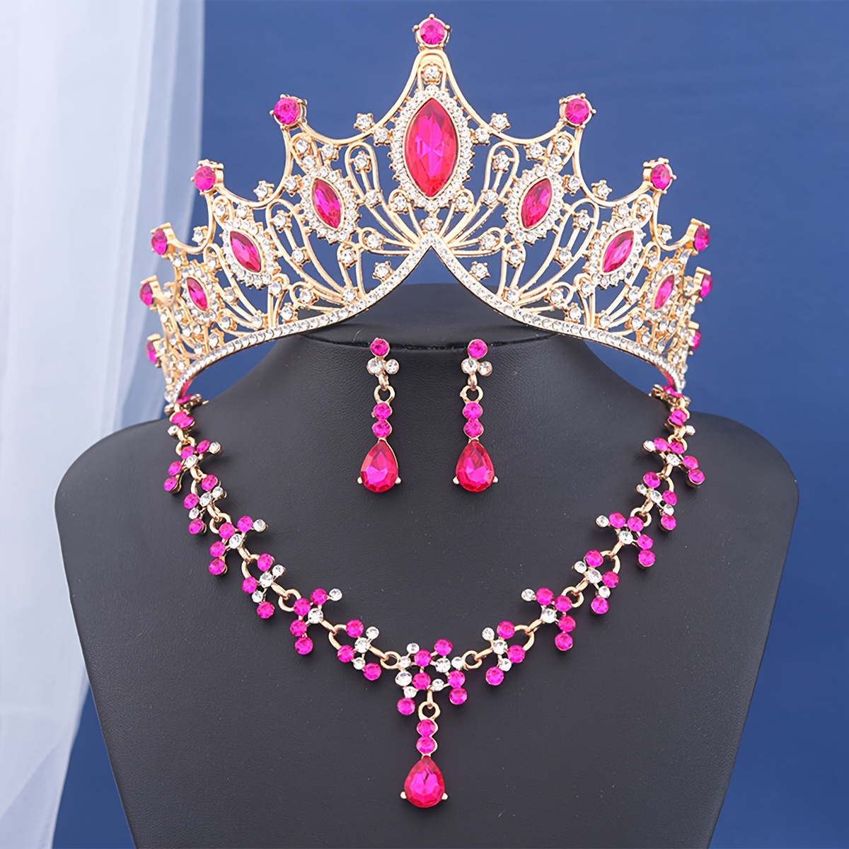Luxury Rhinestone Accessories Set Including Shiny Crown - Temu United ...