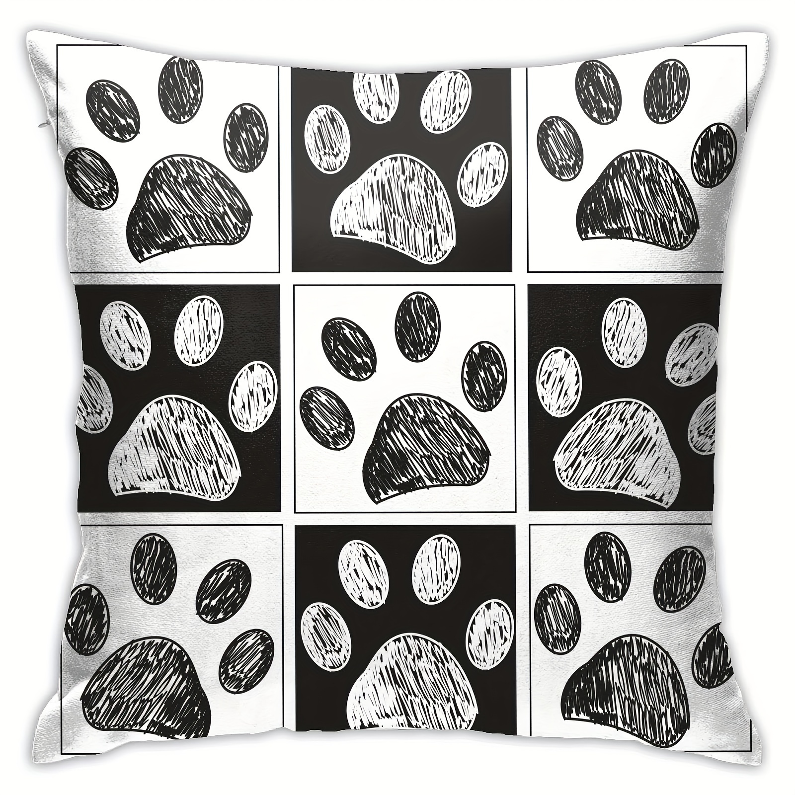 White Dog Animals Paws Square Polyester Cushion Cover Throw - Temu ...