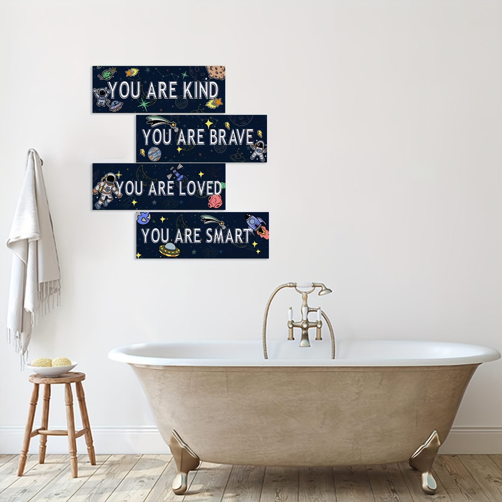 Inspirational Wood Sign Plaque Smart/ Kind/ Brave/ Loved - Temu Portugal