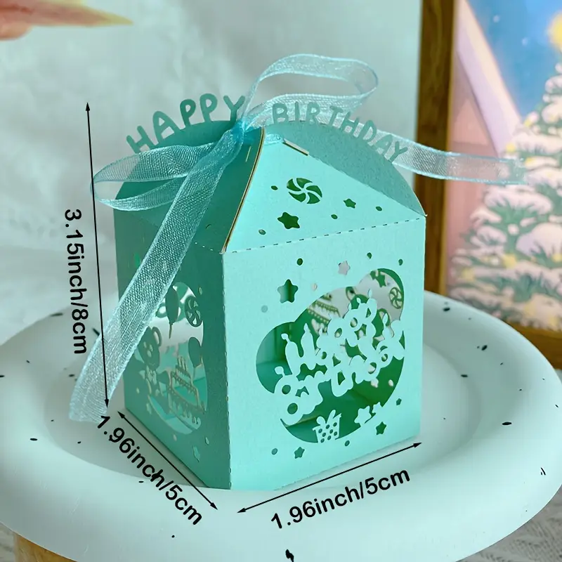 50pcs 레이저 컷 생일 축하 사탕 상자 곰 사탕 상자 초콜릿 상자 초콜릿 상자 생일 파티 가장 저렴한 품 Temu