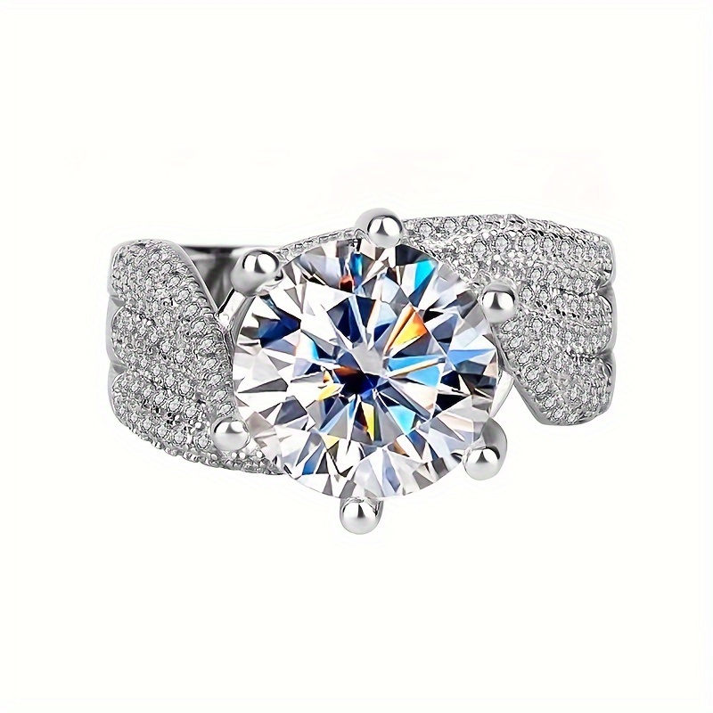 Five layer 925 Sterling Silver Silver Inlaid Moissanite Ring - Temu ...