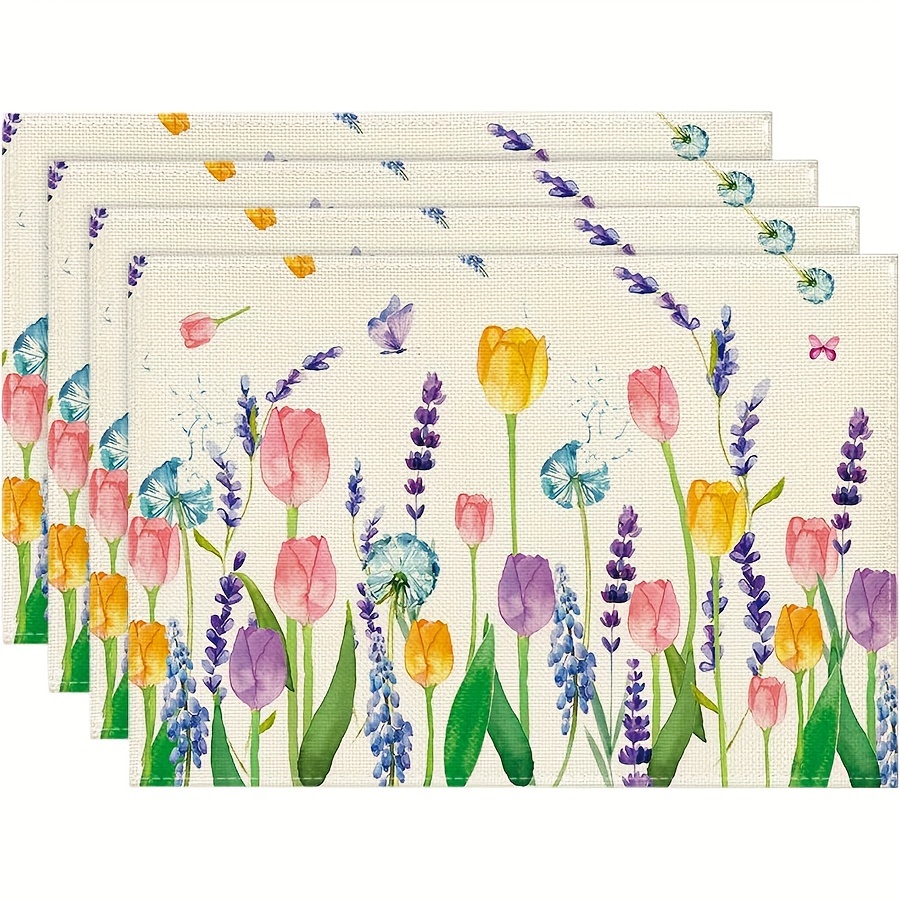 Placemats Colorful Lavender Tulip Printed Spring Theme - Temu New Zealand