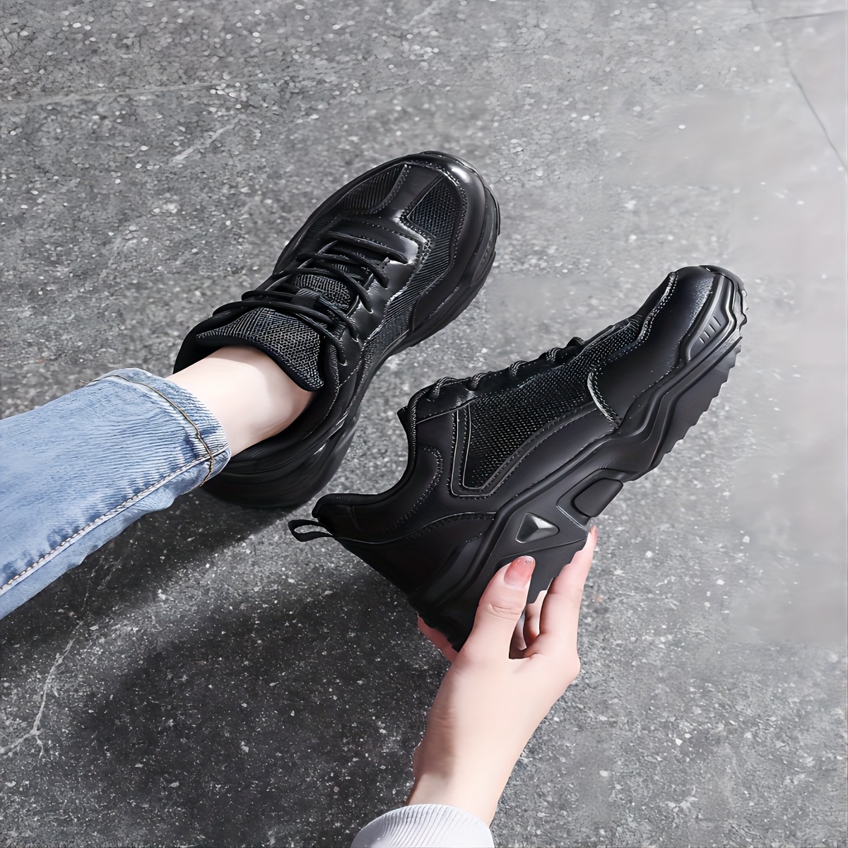 Ženske patike sa jednobojnim dizajnom prozračnom mrežicom za - Temu