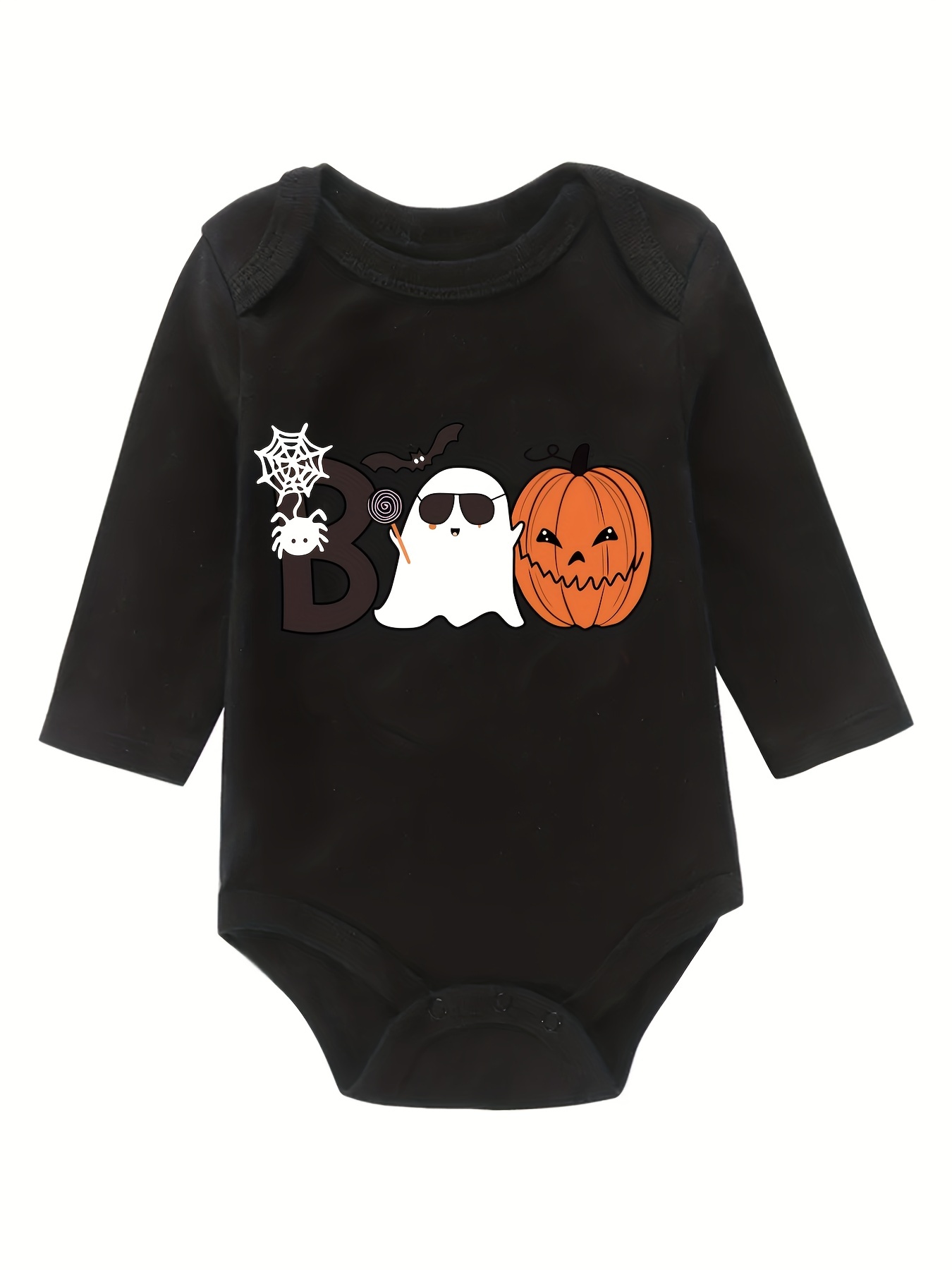 Halloween Baby Boy's Cute Cartoon Print Long Sleeve Romper - Temu New Zealand