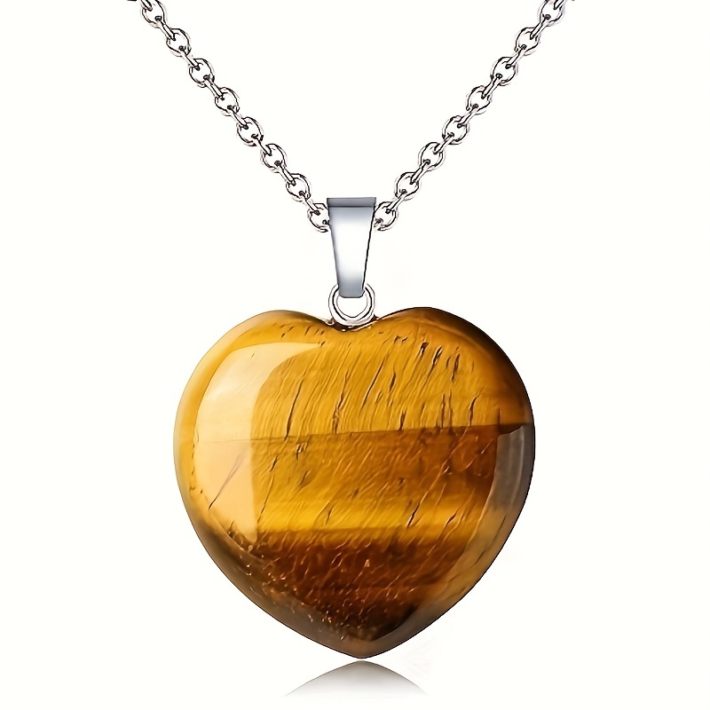8 Styles Colorful Heart Shape Natural Stone Crystal Pendant - Temu ...