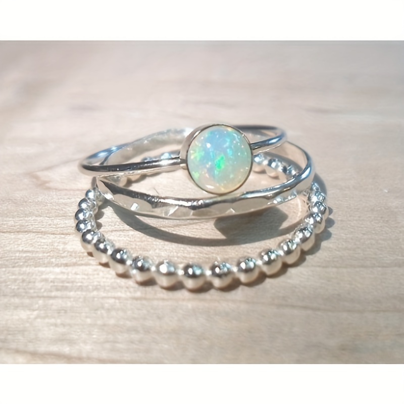 Vintage Promise Rings Silver Plated Inlaid Opal Engagement/ - Temu ...