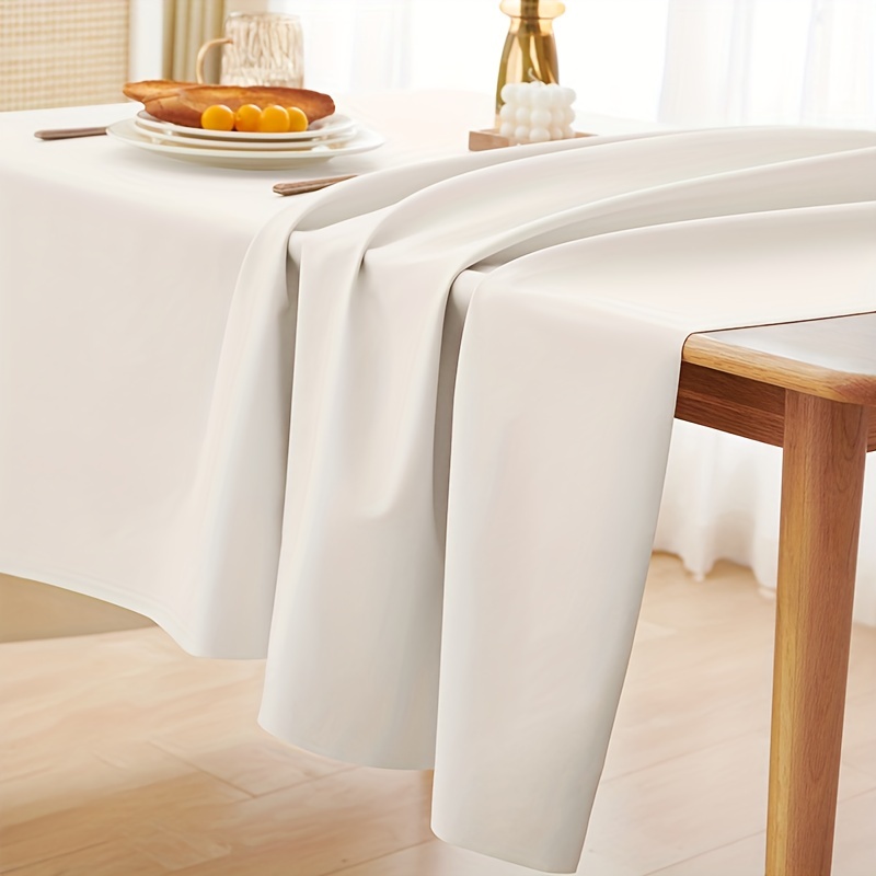 Solid Color Tablecloth Pu White Simple Atmosphere Tablecover - Temu ...