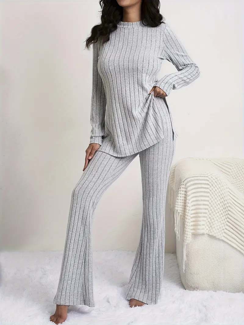 Lässiges Solides Zweiteiliges Set Outfits Geteiltem Mock Temu Austria