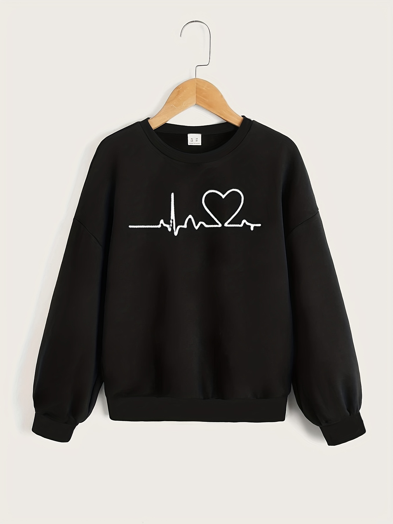 Heart Rate Print Girls Crew Neck Sweatshirt Pullovers Teen/ - Temu ...