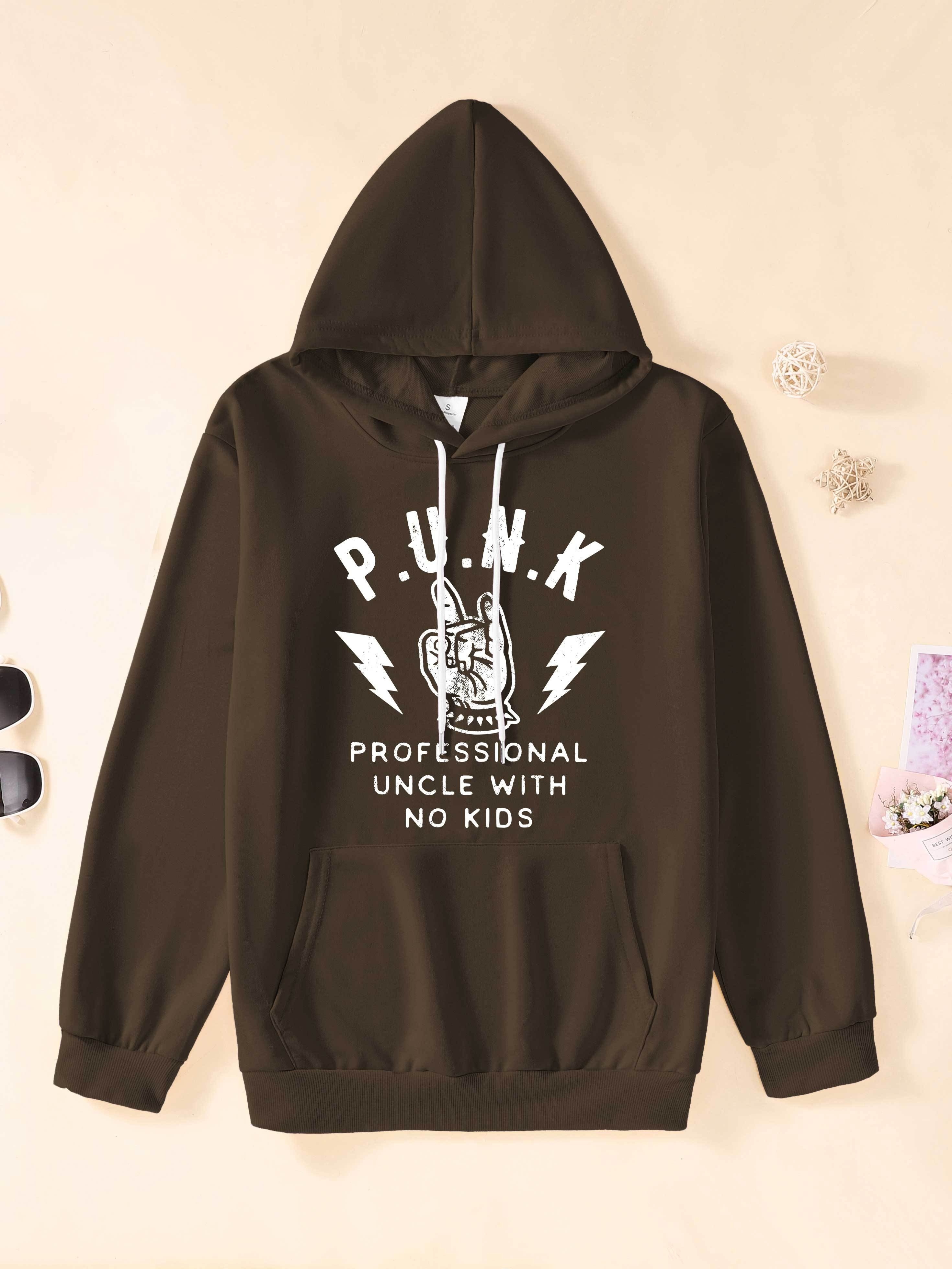 Retro Punk Print Men's Drawstring Hoodie Long Sleeve Casual - Temu ...