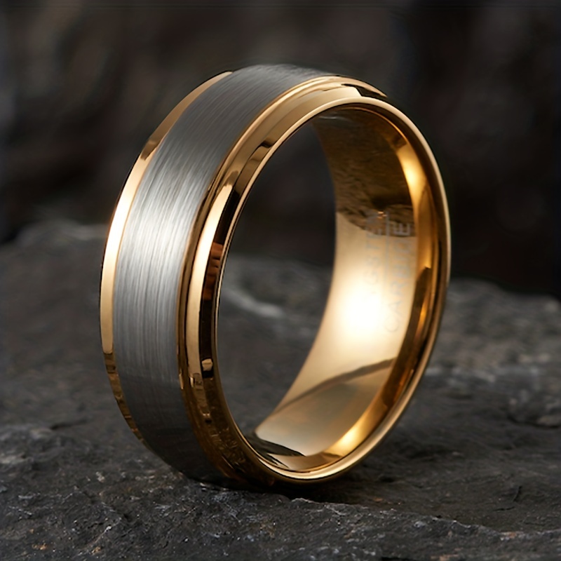 Men's Tungsten Steel Ring Trendy Width Two - Temu