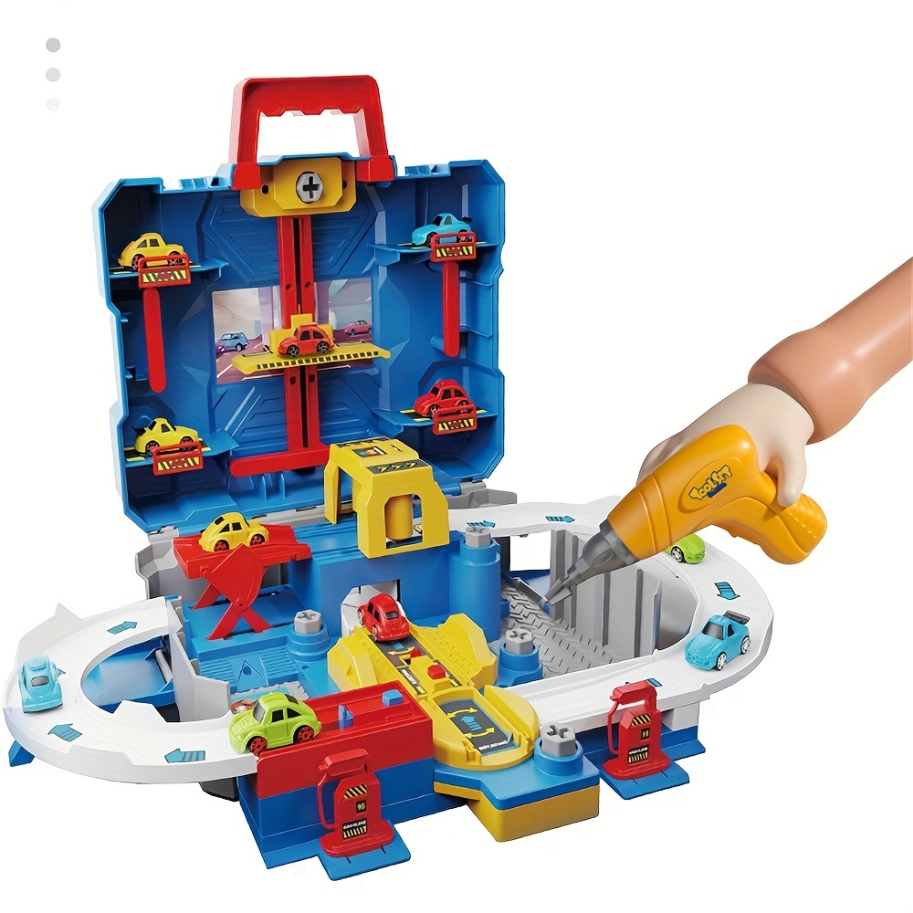 Diy Children's Disassembly And Assembly Scene Track Car City Adventure Toolbox Toys Diy Track ...