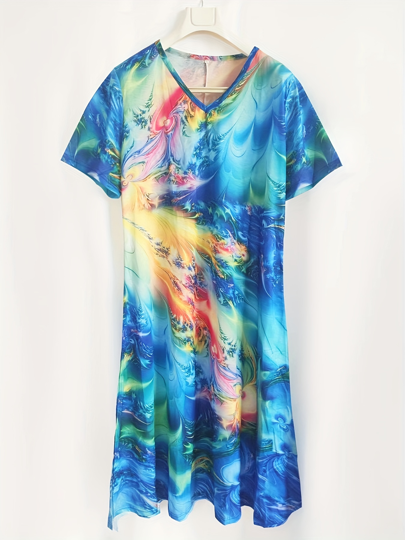 Plus Size Vacay Dress Women's Plus Tribal Print Short Sleeve - Temu