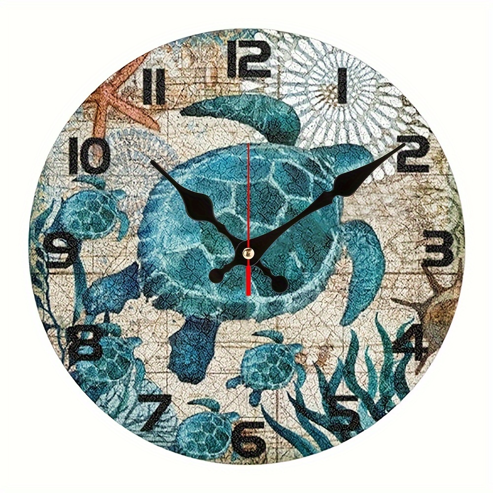 Ocean Turtle Wall Clock Round Hanging Clock Silent Non - Temu Australia