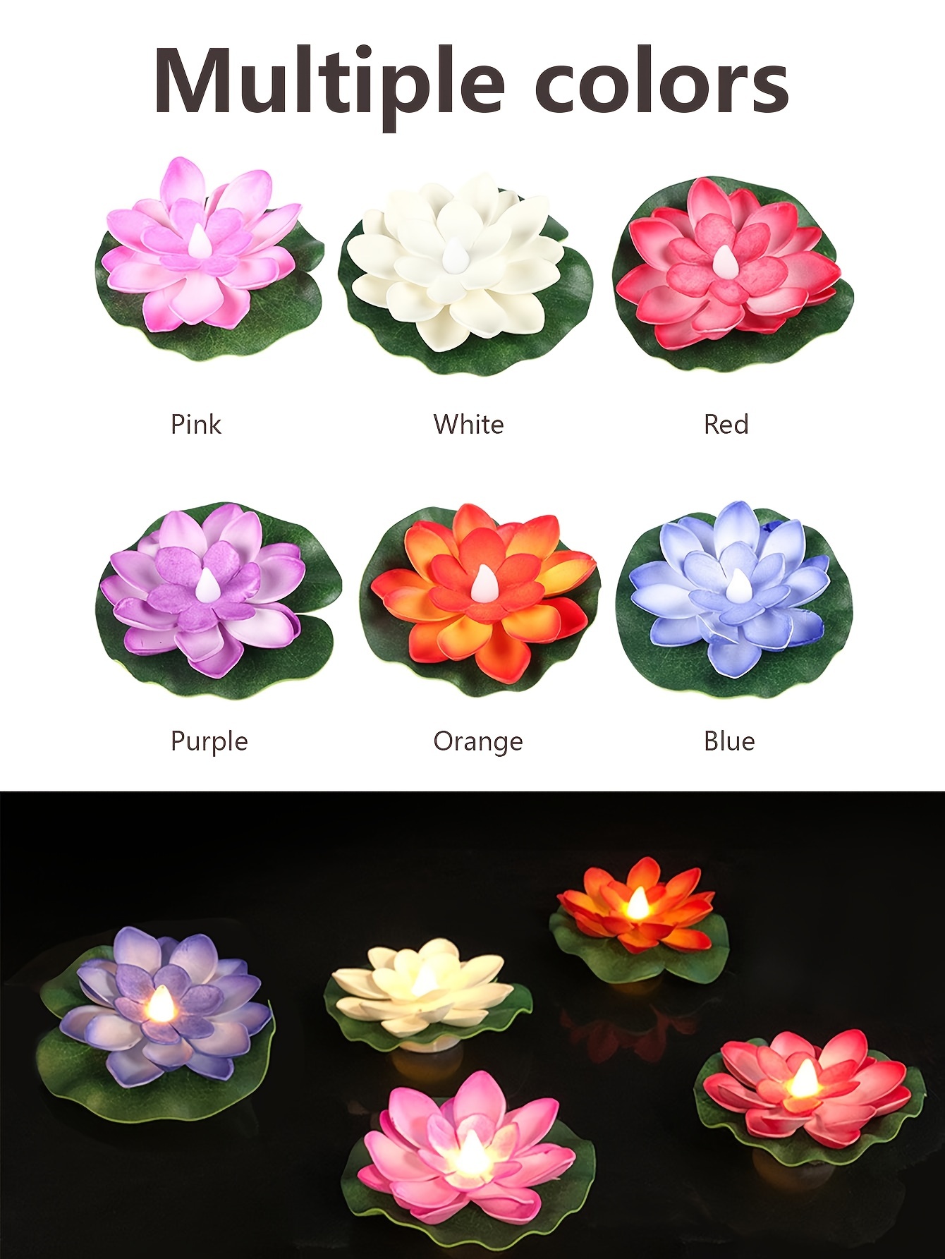 Led Floating Water Induction Lotus Flower Lotus Lamp Seven - Temu