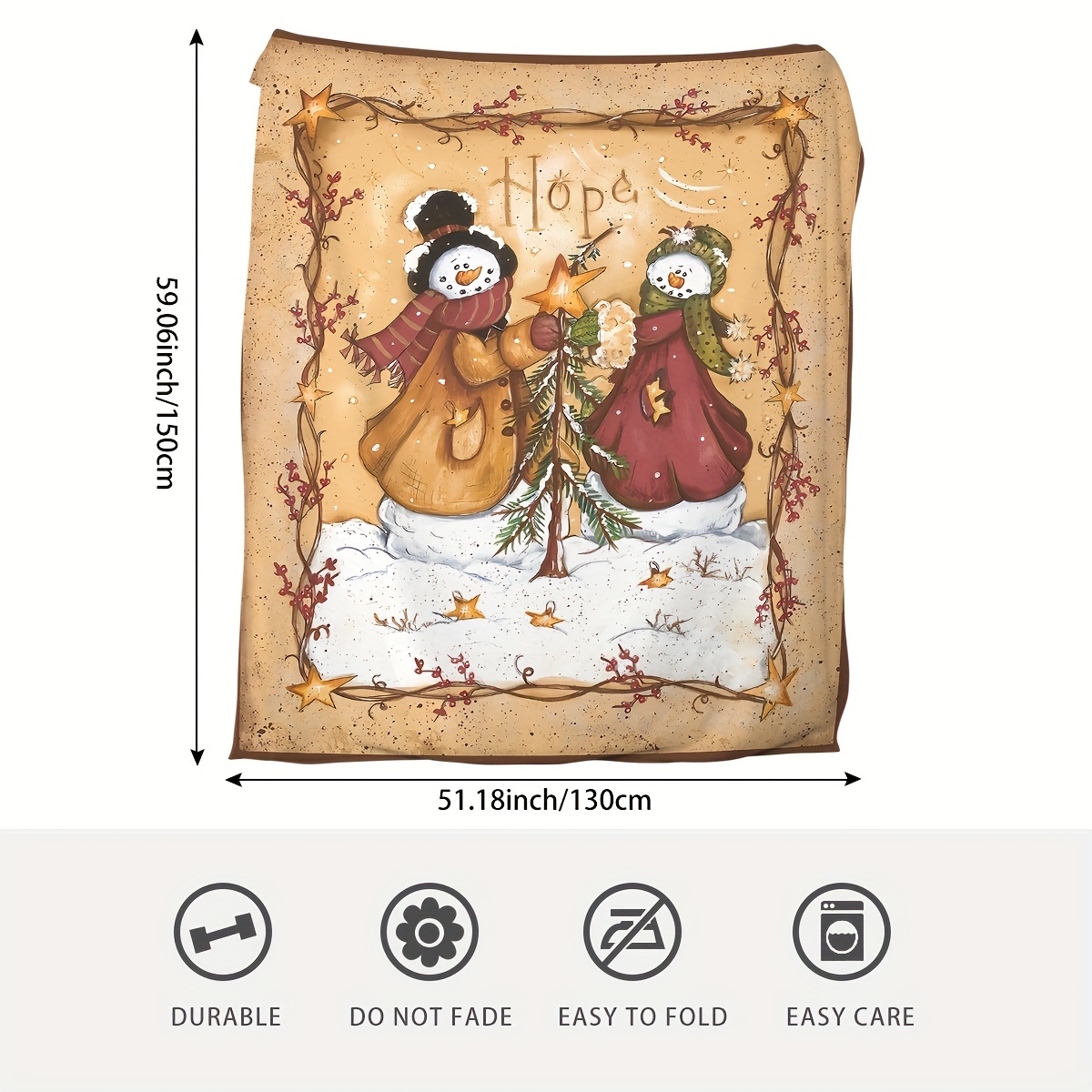 Vintage Christmas Snowman Printed Flannel Blanket Cozy Soft - Temu ...
