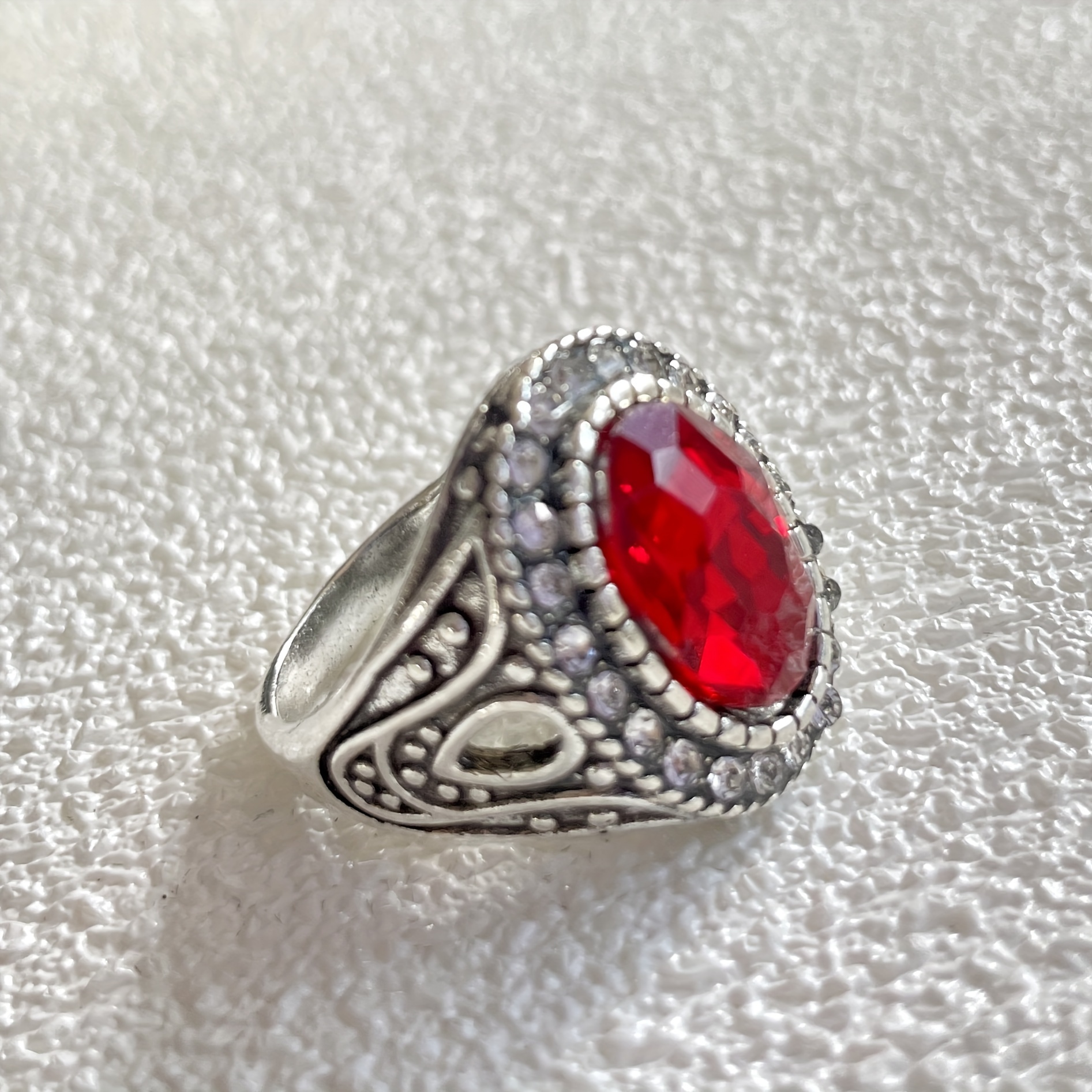 Synthetic Gemstone Ring Luxurious Jewelry Ring Vintage Ring - Temu Ireland