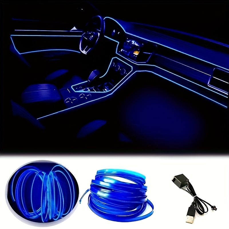 Ice Blue El Wire Car Interior Led Strip Light Usb Neon Wire - Temu Ireland