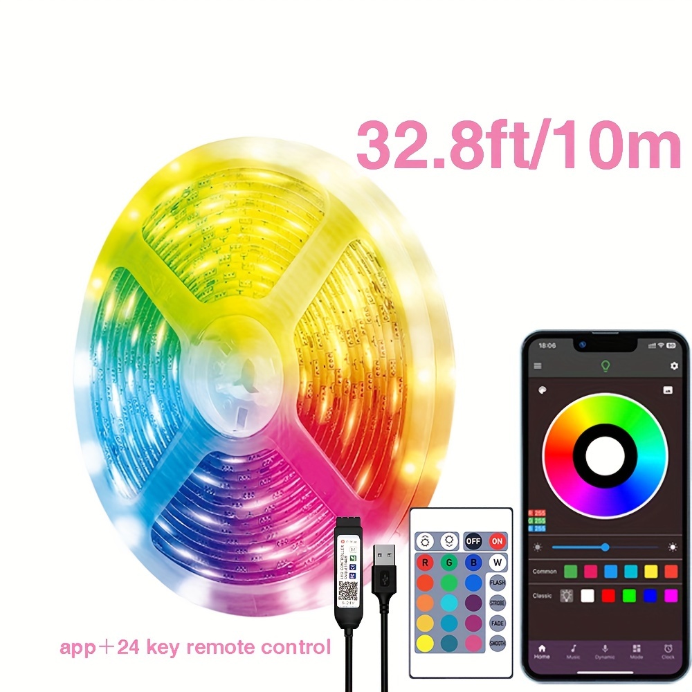 5v Led Strip Lights Bedroom Ir 24keys Remote Control app - Temu United ...