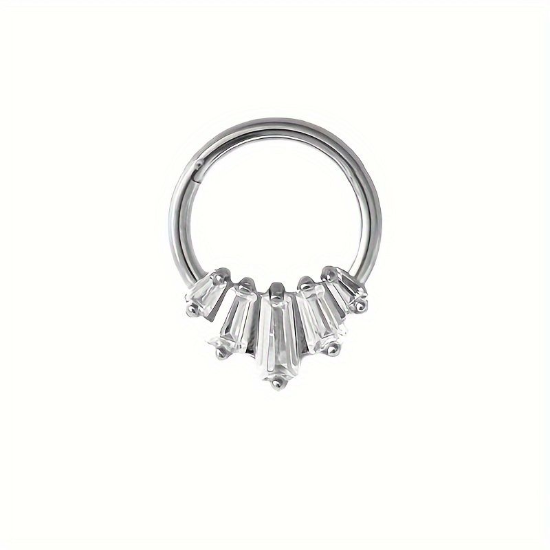 Trapezoidal Cubic Zirconia Nose Ring 316 Stainless Steel - Temu United ...