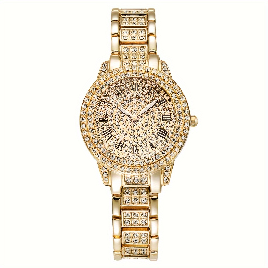 Women's Watch Luxury Rhinestone Quartz Watch Rome Fashion - Temu United ...