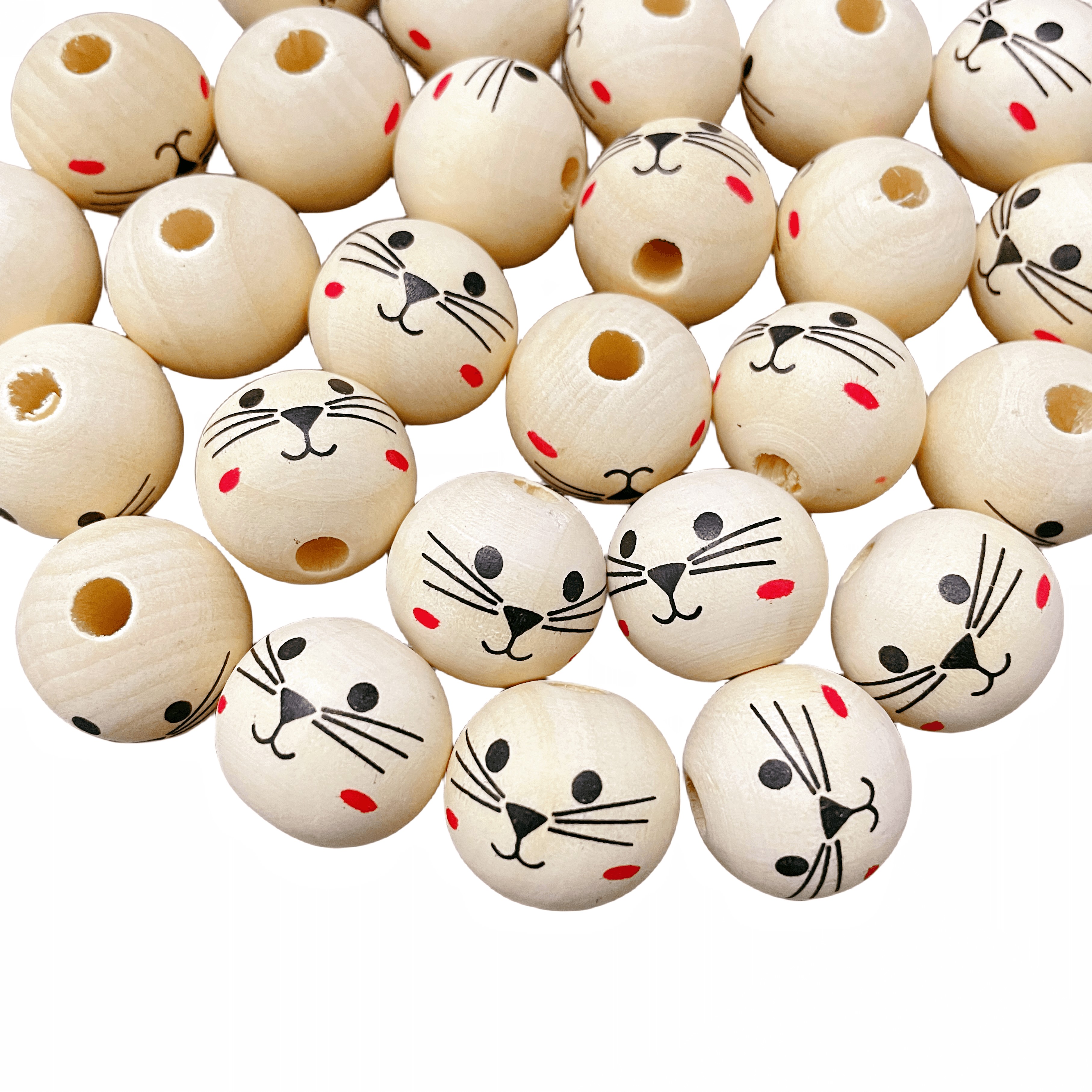 Creative Happy Face Pattern Wooden Beads Diy Jewelry - Temu United Kingdom