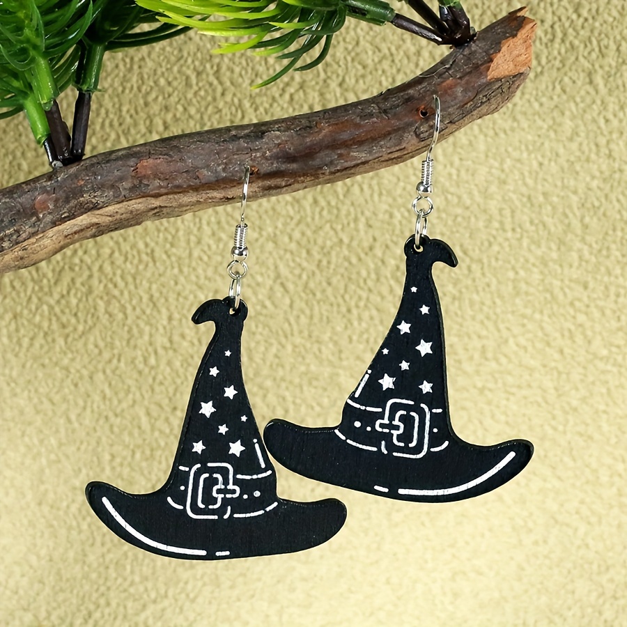 Witch Hat Design Dangle Earrings Halloween Ear Jewelry Retro - Temu ...