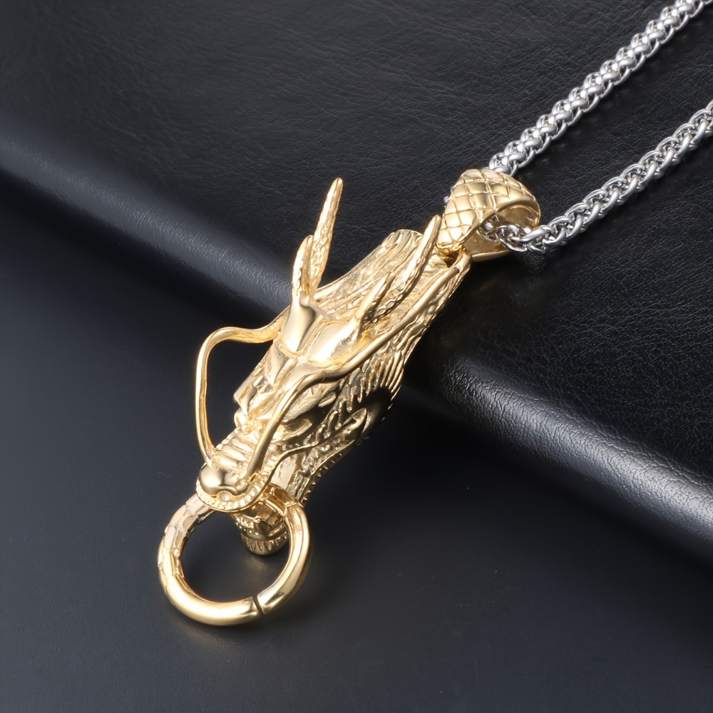 Domineering Dragon Spitting Ring Necklace Men Women - Temu United Kingdom