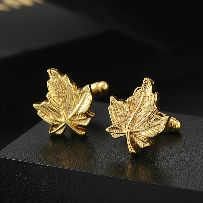 Stay Fashion And Elegant With Leaf Shaped Cufflinks For Men - Temu New ...