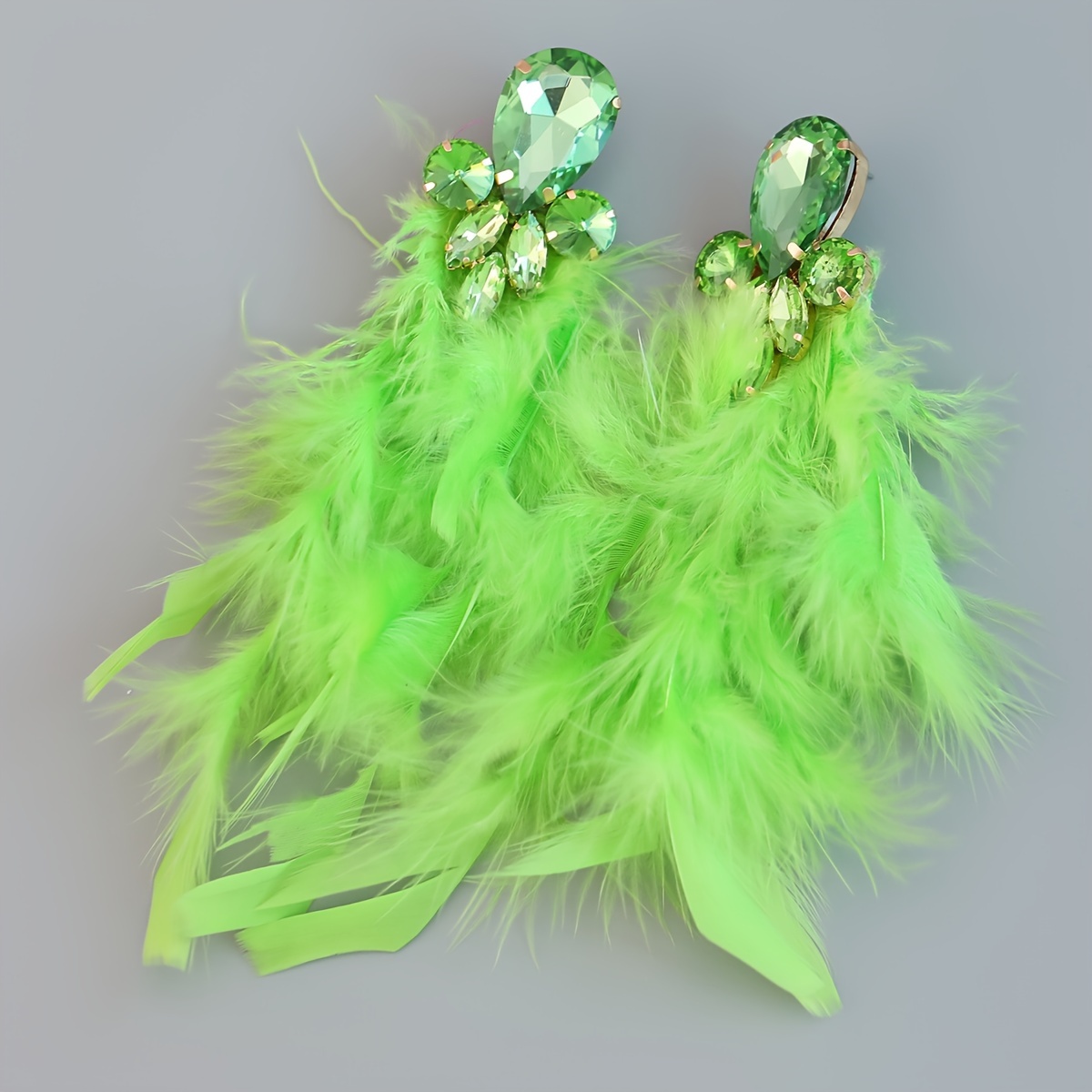 Colorful Exaggerated Feather Design Shiny Rhinestone Decor - Temu ...