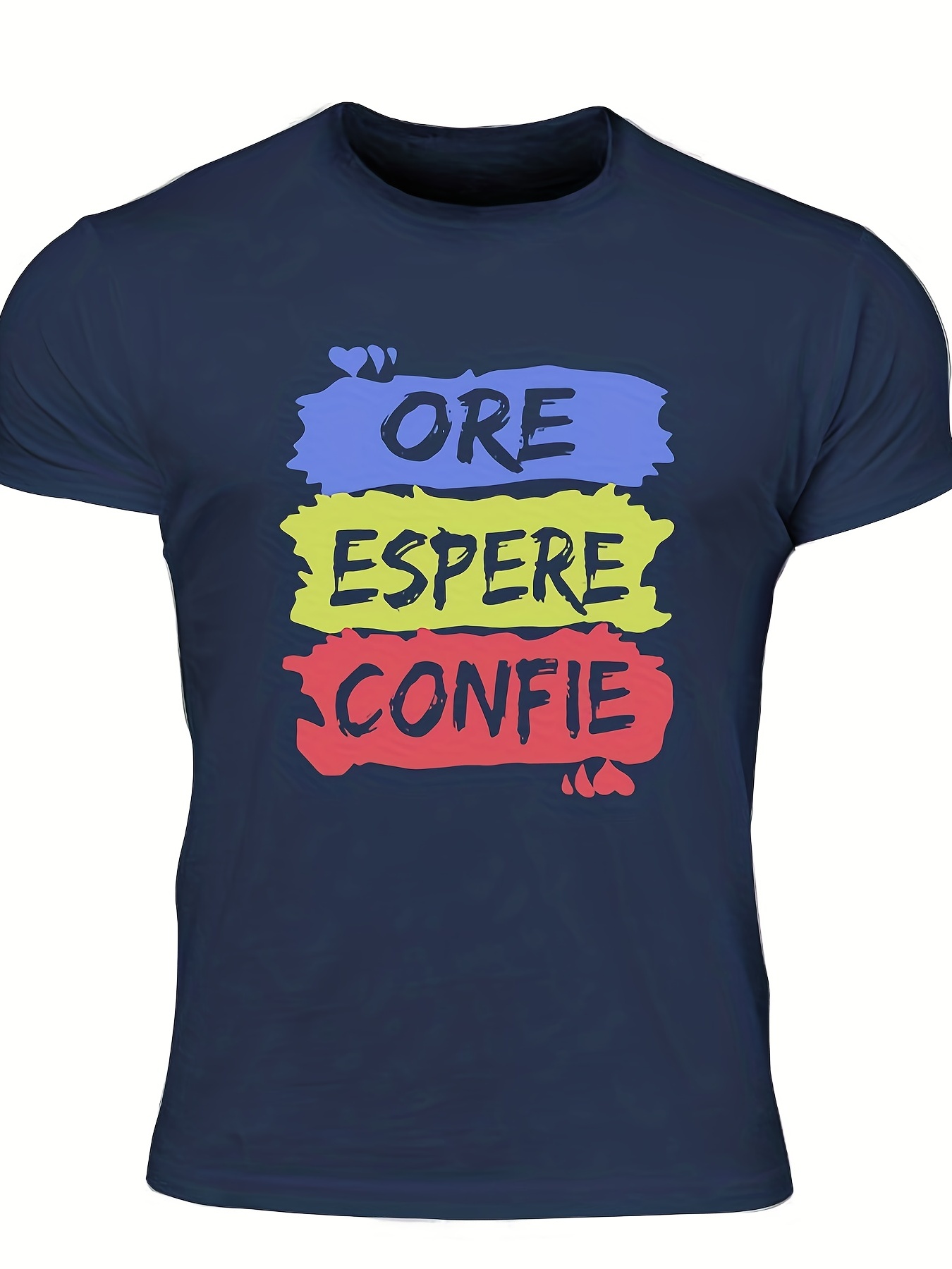 Letter Colorful Block Pattern Print Men's Comfy T shirt - Temu Australia