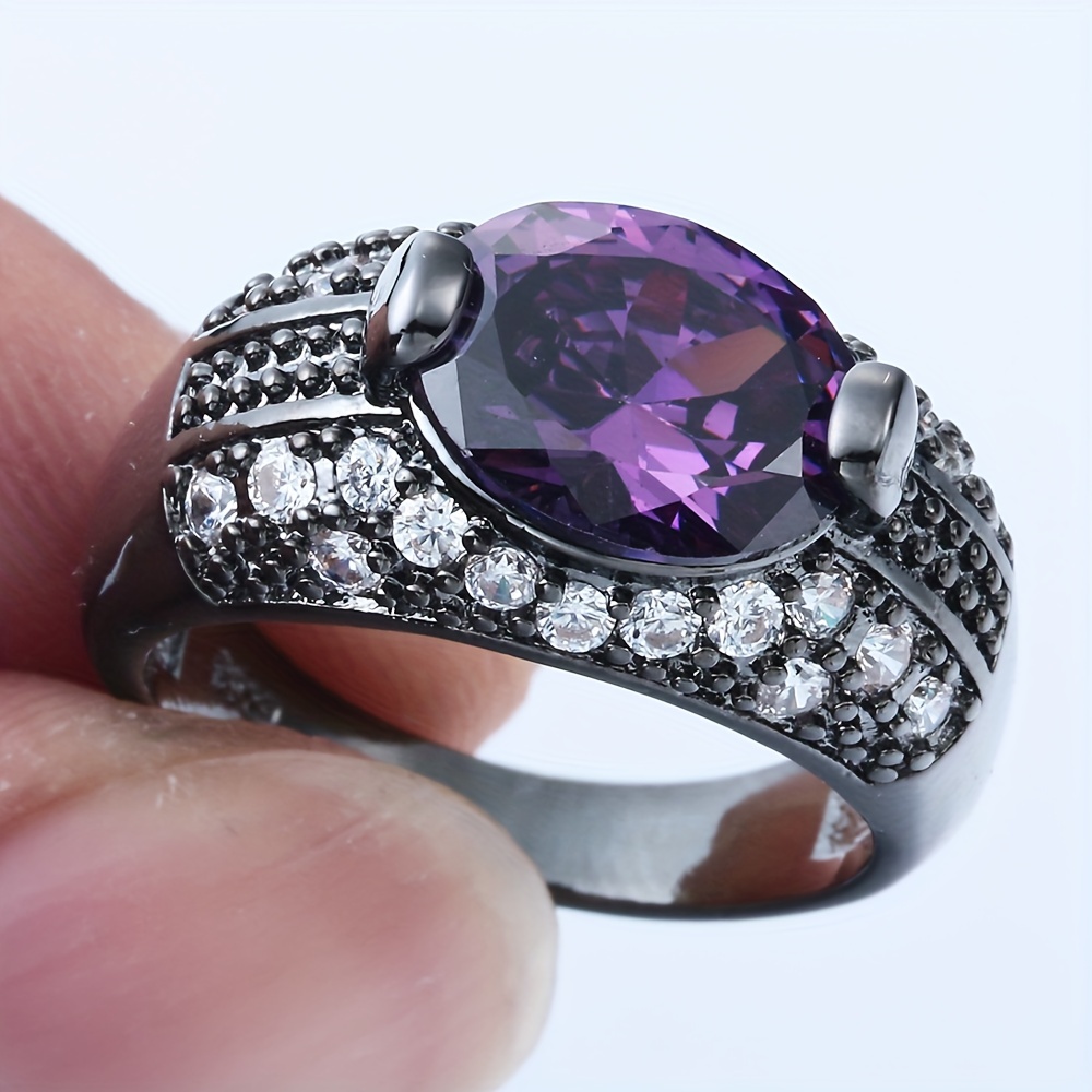Gothic Style Ring Inlaid Waterish Zirconia In Purple Symbol - Temu ...