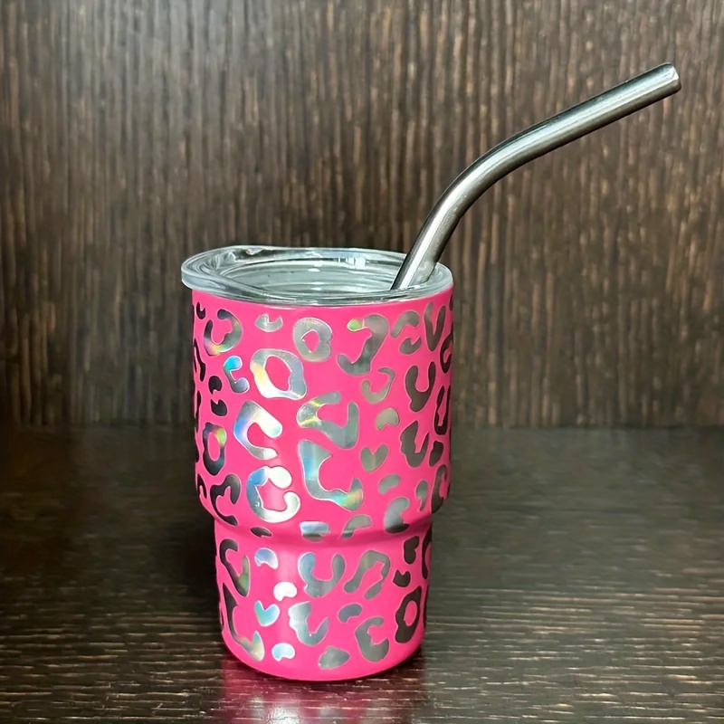 Leopard Patterned Stainless Steel Straw Cup Bar Party Coffee - Temu ...
