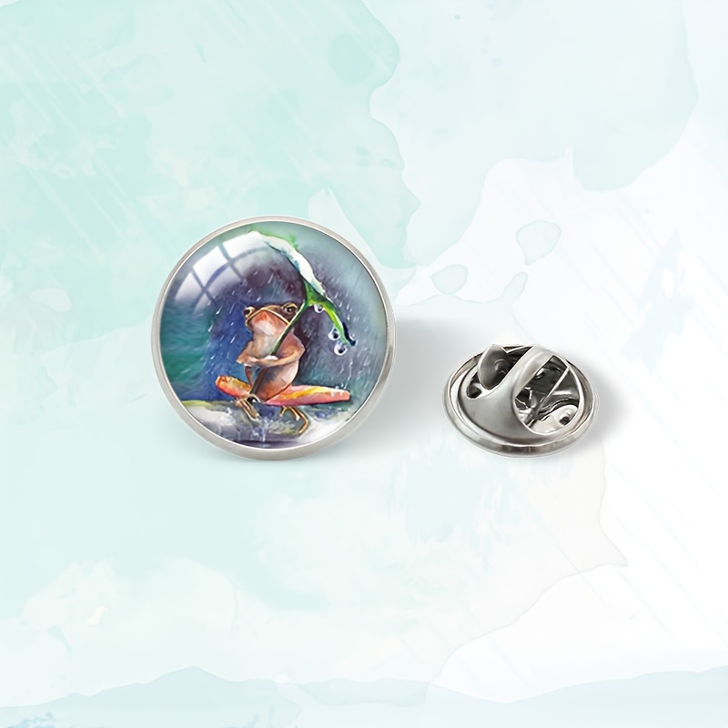 Rainy Day Frog Lapel Pin Glass Badge Pin Clothings Bags - Temu Ireland