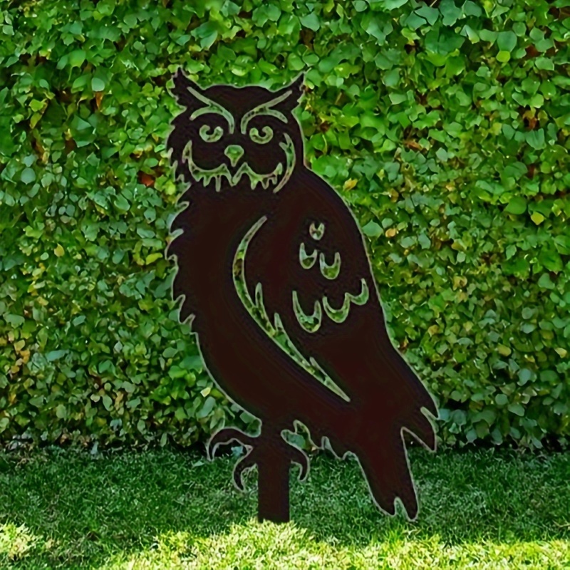 1個 かわいいフクロウのガーデンステーク屋外地面挿入彫像 金属工芸品 屋外庭の芝生の装飾 パーティーの装飾品 Temu Japan