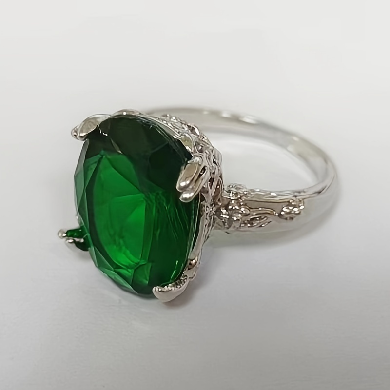 New Style Ring Jewelry Retro Red Imitation Jade Stone Ring - Temu Portugal