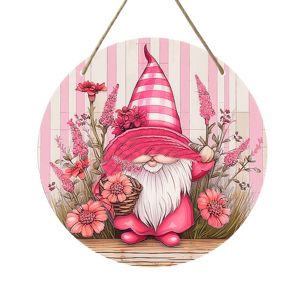 Lavender Flower Spring Gnome Round Wooden Plaque Wreath - Temu United ...
