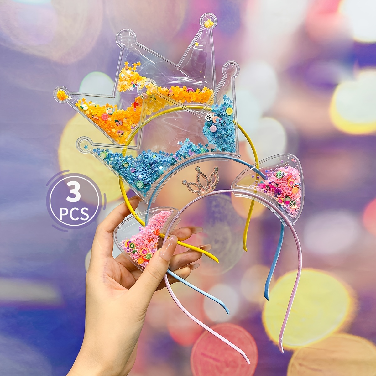 girls sweet quicksand cat ears crown headbands hair hoops Temu Canada