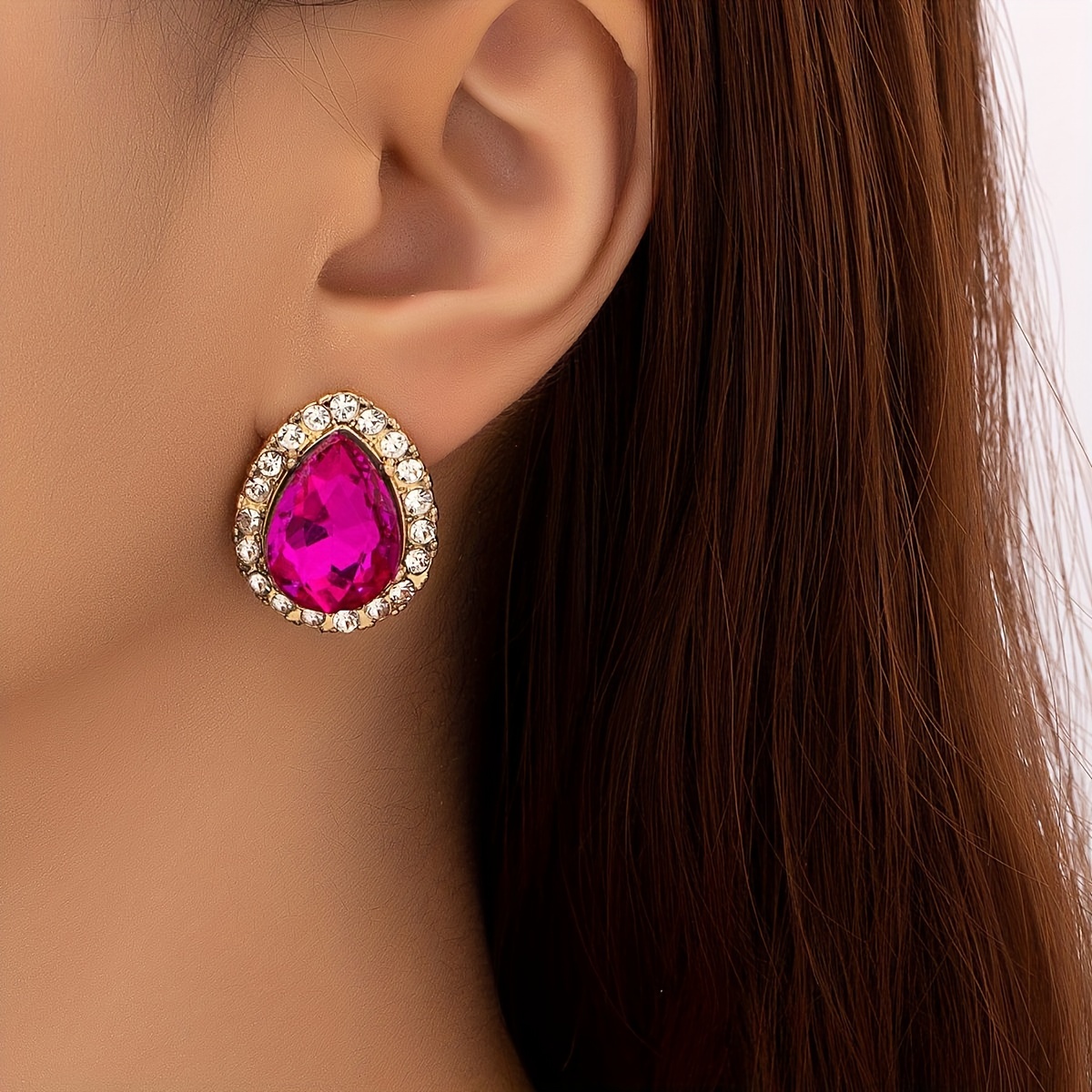 shiny water stud earrings alloy 18k gold - Temu Portugal